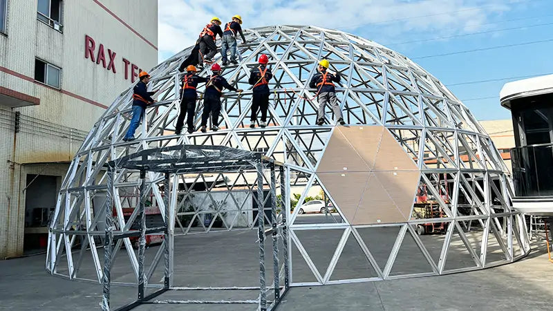 Video of 15M wooden glass dome installation – RAX TENT