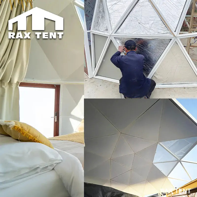 6M Geodesic Glass Dome House with White Solid Panel Thermal Insulation ...